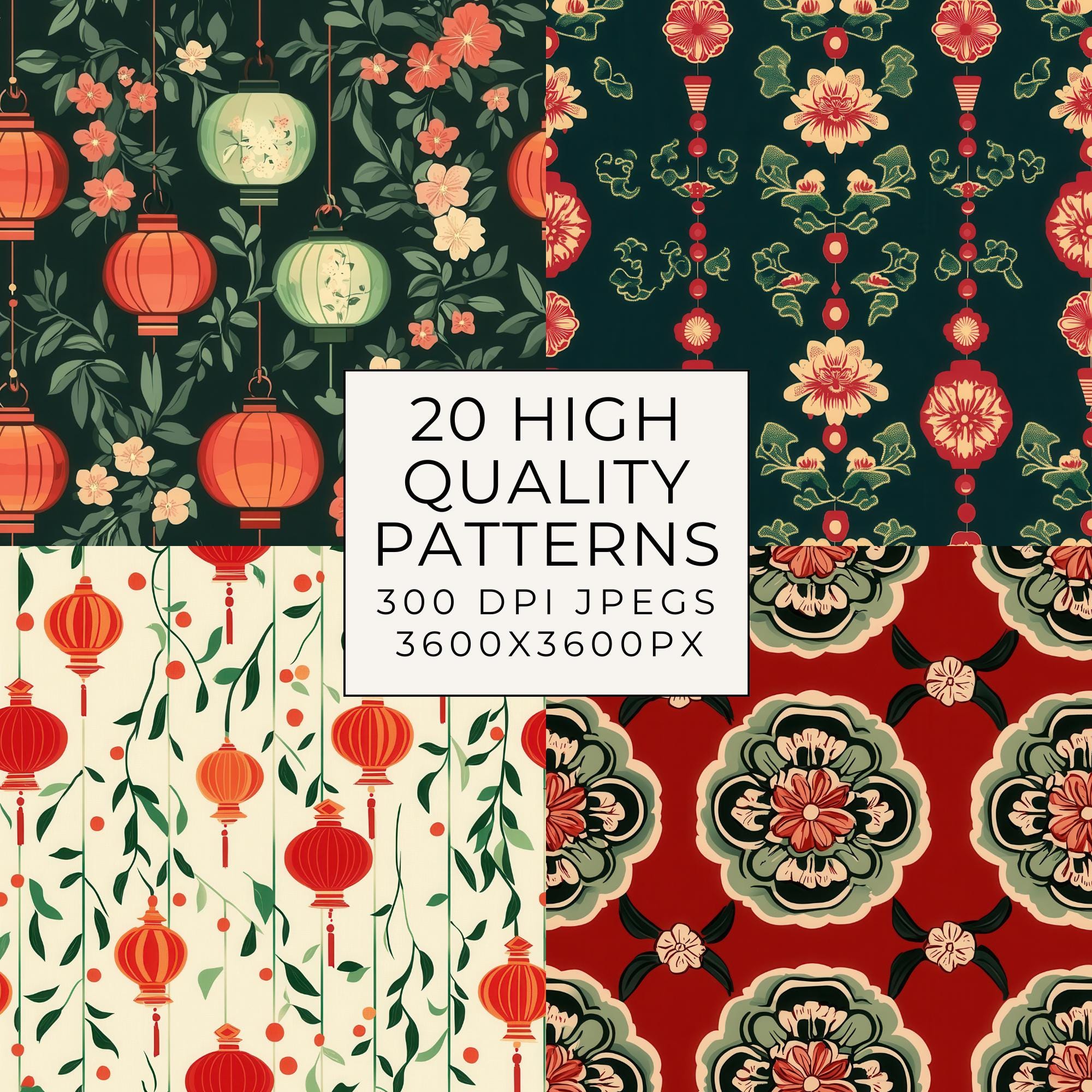 Lunar New Year Digital Papers, Chinese New Year Seamless Patterns ...
