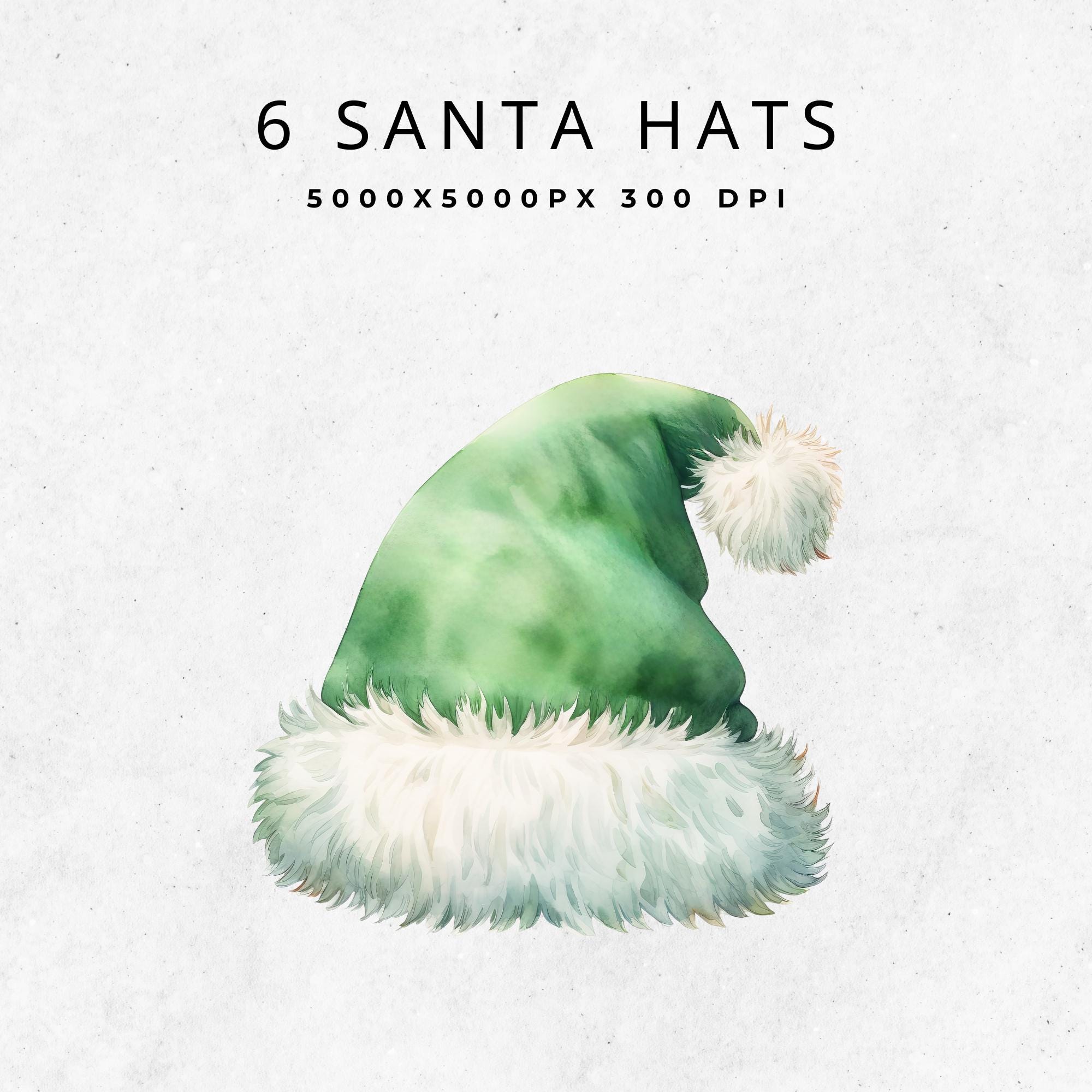 Watercolor Santa Hat Clipart: Christmas PNG Bundle (digital Download ...