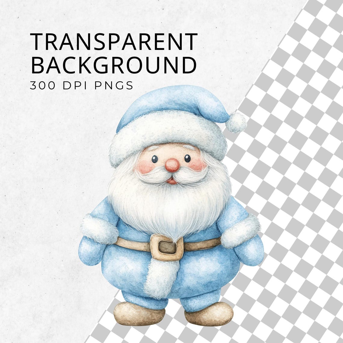 Pastel Blue Santa Clipart: Whimsical Christmas Graphics (digital ...