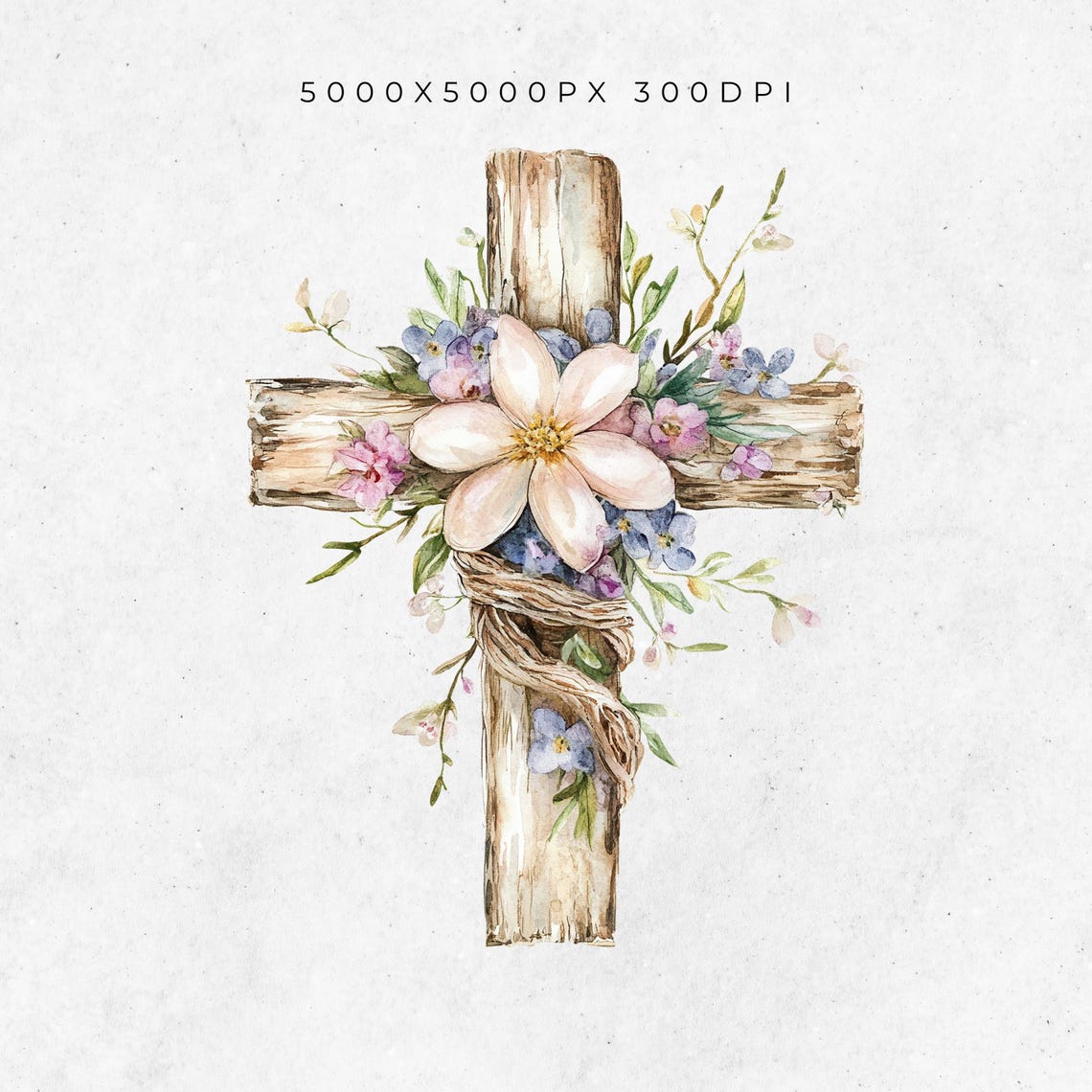 Watercolor Floral Cross Clipart: Christian Easter PNG (digital Download ...