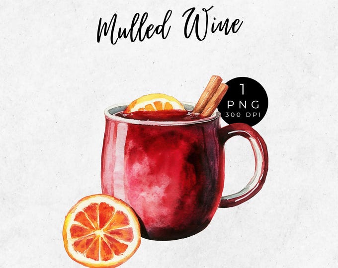Mulled Wine PNG, Watercolor Festive Mulled Wine Clipart, Winter ...
