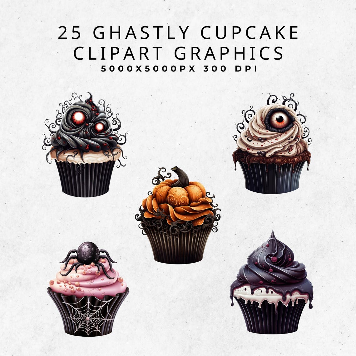 Halloween Cupcakes Clipart: Ghastly Treats, Party Decor (digital ...