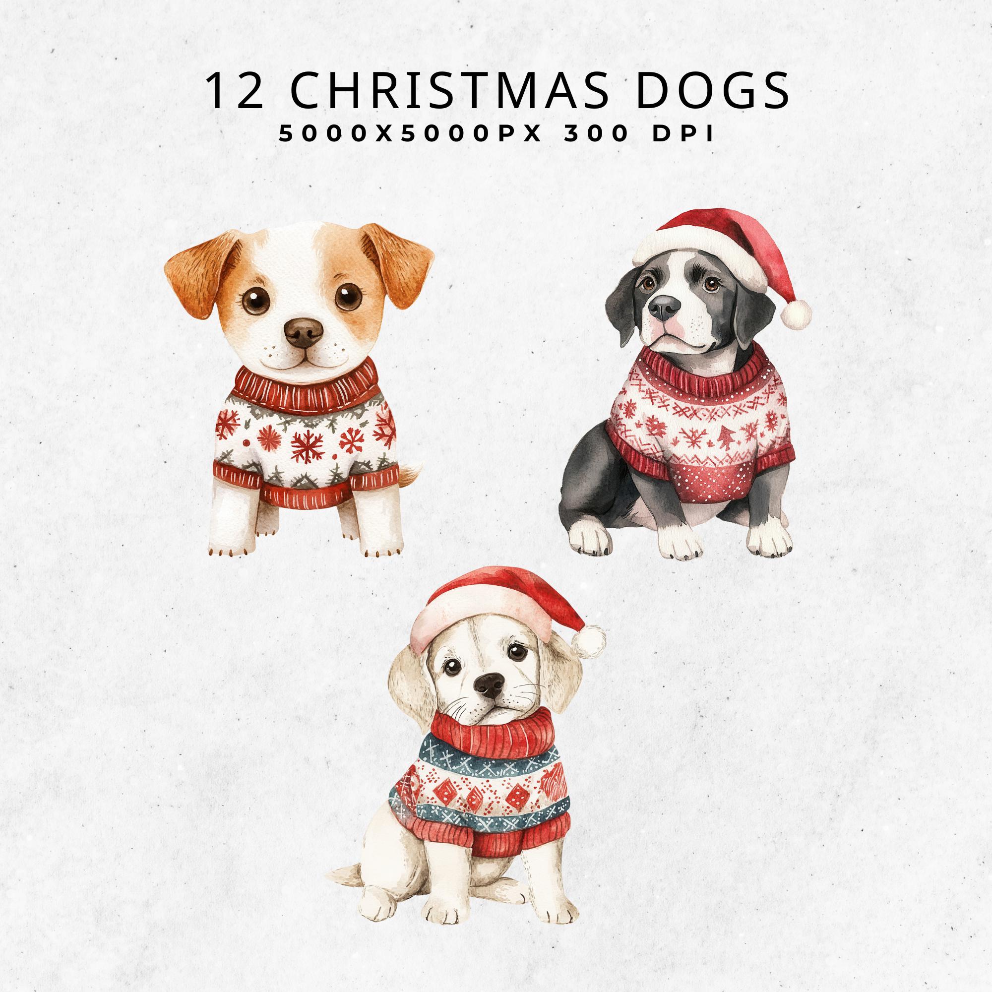 Watercolor Christmas Dogs Clipart: Festive Puppies Bundle (digital ...