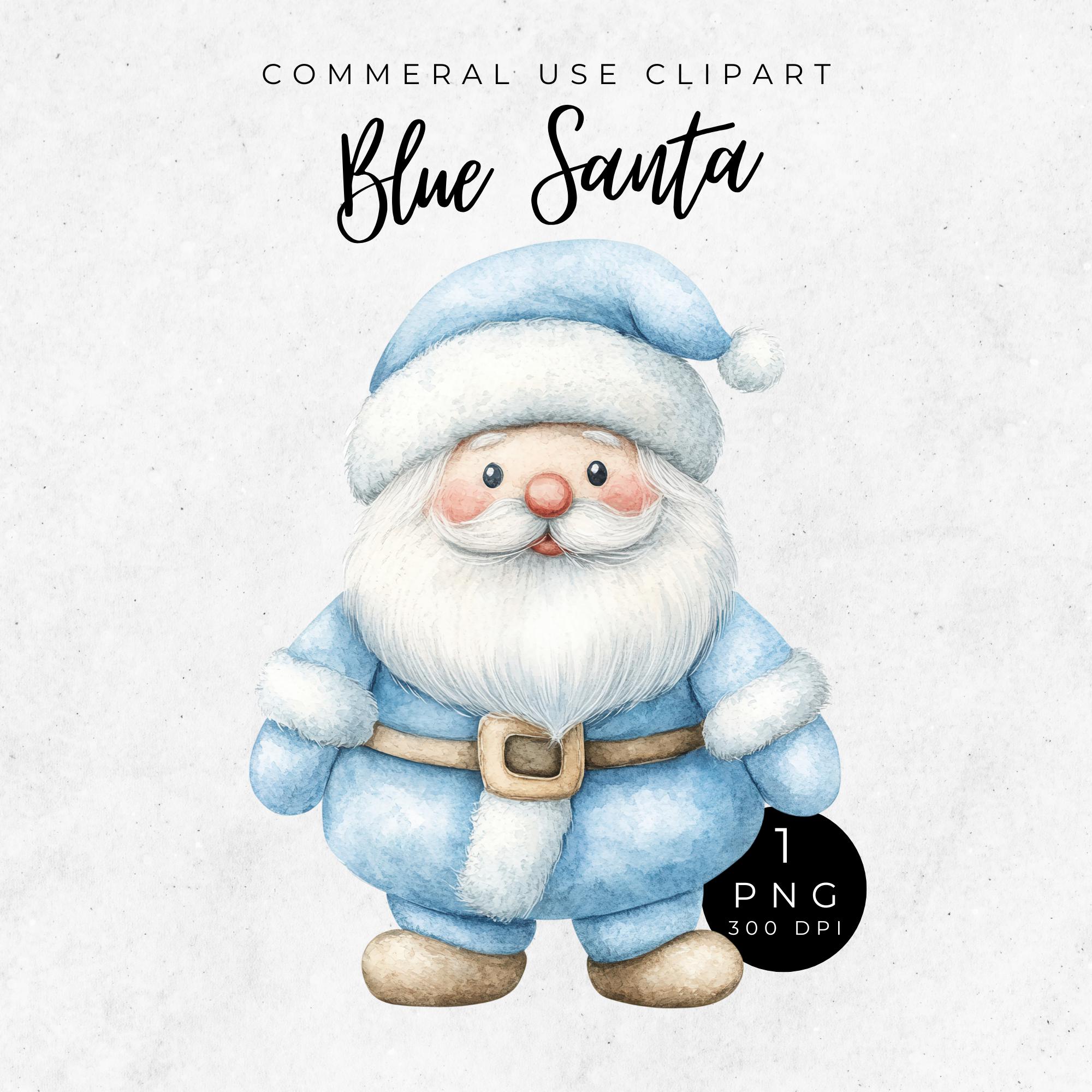 Pastel Blue Santa Clipart: Whimsical Christmas Graphics (digital ...