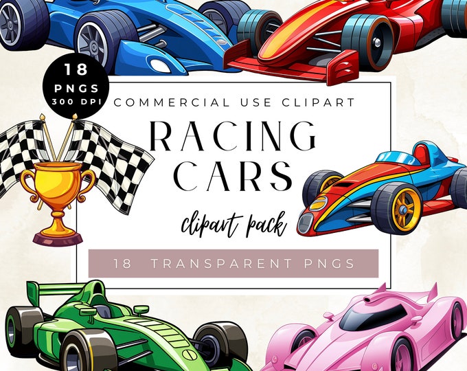 Racing Car Clip Art, Watercolor Sports Car, Nursery Decor (JPG Set ...