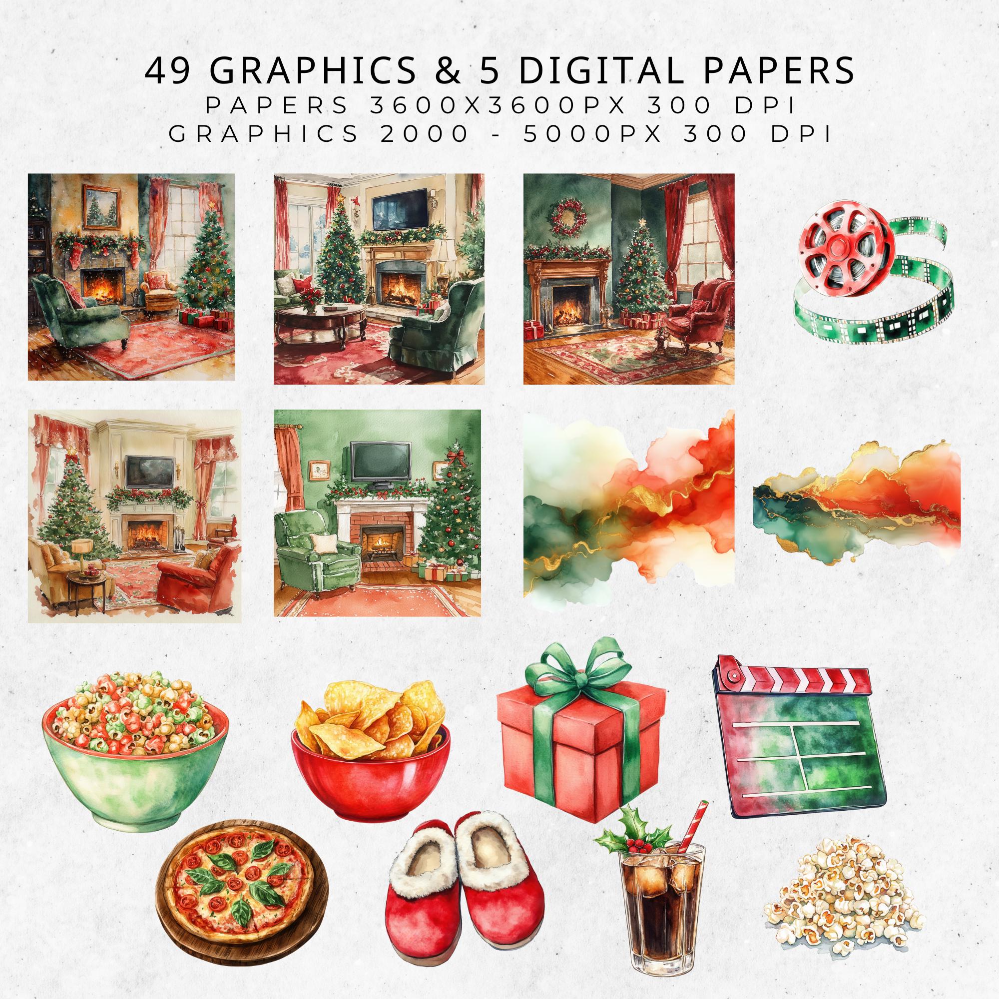 Christmas Movie Night Clipart: Cozy Pajama Art (digital Download) - Etsy