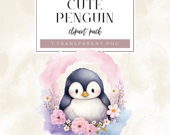 Watercolor Penguin Clipart, Cute Penguin PNG, Baby Penguin Clipart ...