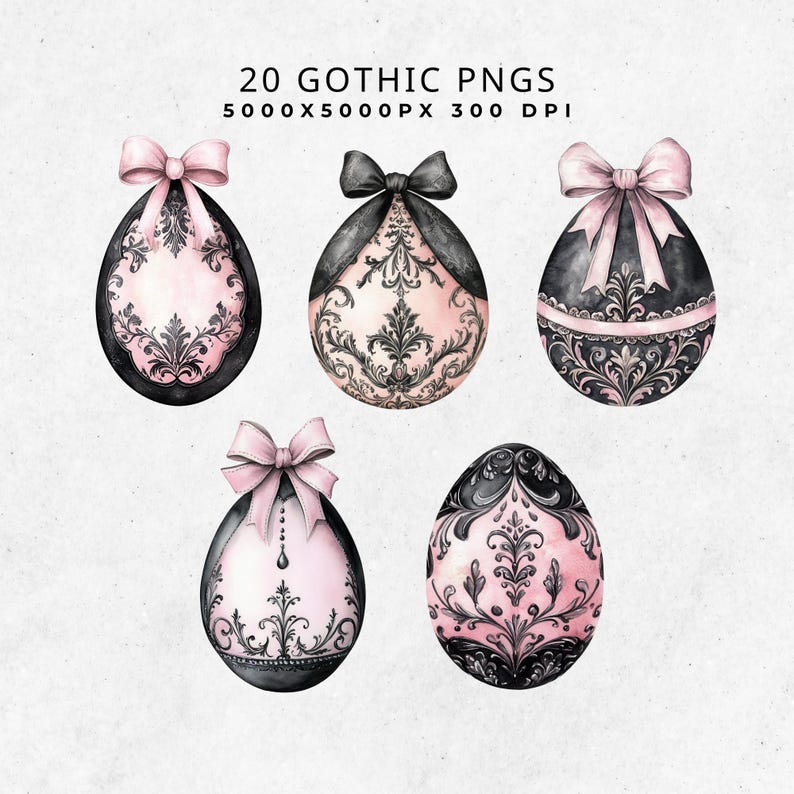 Gothic Easter Eggs Clipart: Dark Fantasy Ornaments (digital Download ...
