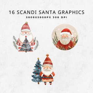 Watercolor Scandi Santa Clipart: Nordic Christmas PNG (digital Download ...