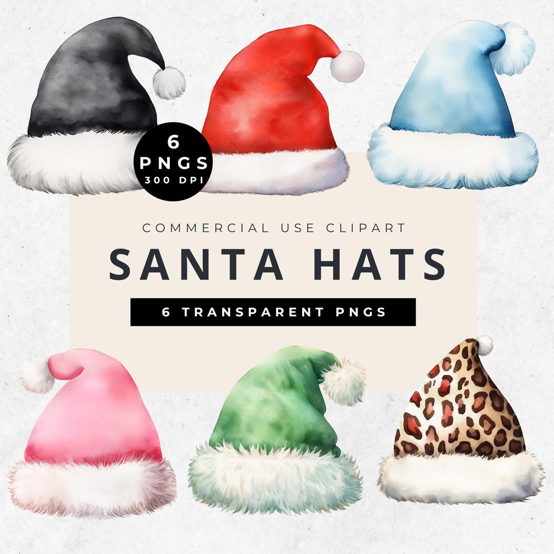 Watercolor Santa Hat Clipart, Santa Hat PNG, Christmas Junk Journal ...