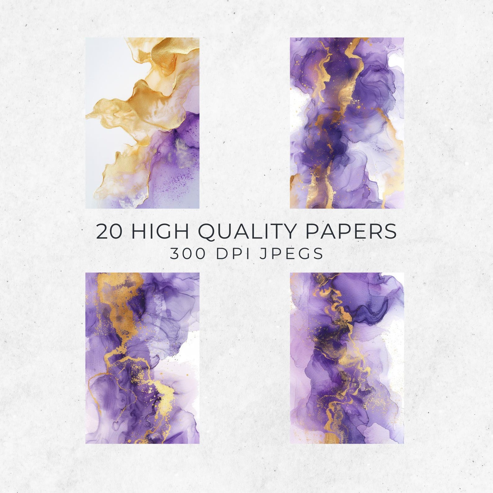 Gold & Purple Watercolor Texture Backgrounds: Scrapbooking Paper ...