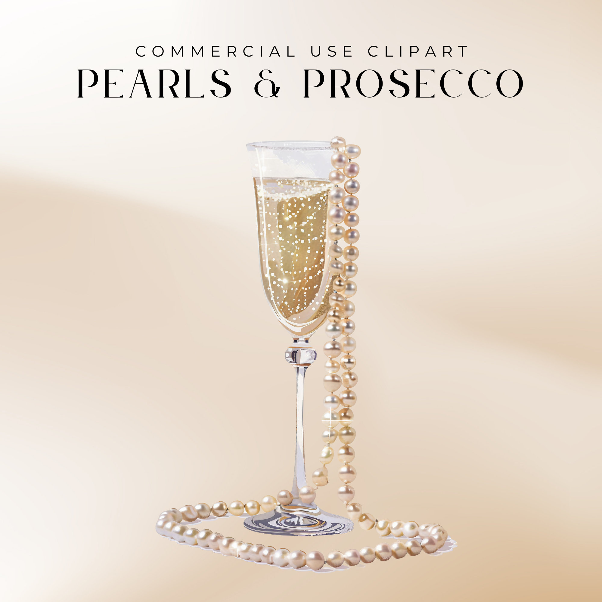 Bridal Shower Pearls and Prosecco Party Clipart, Commercial Use Png ...