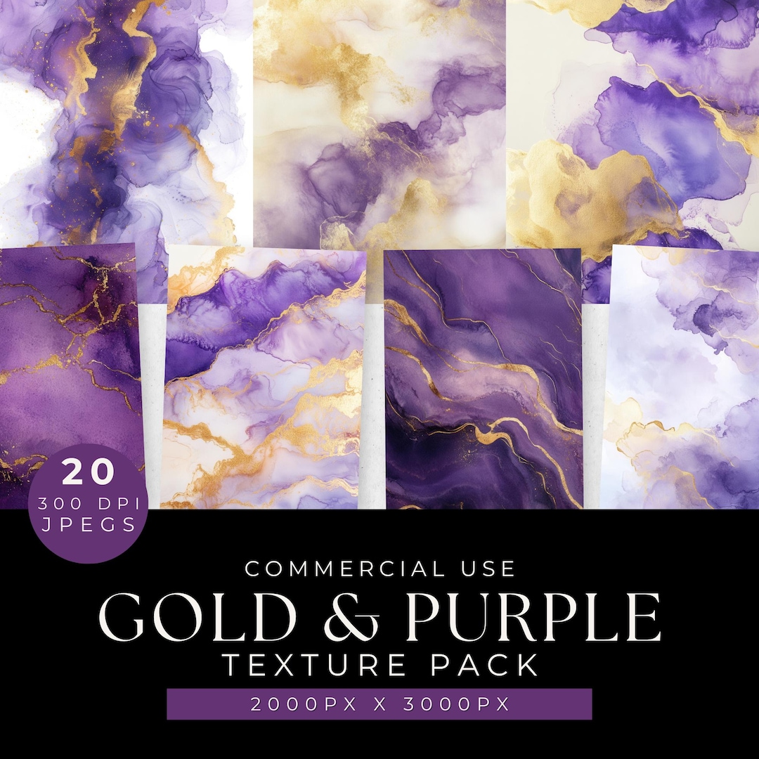 Gold & Purple Watercolor Texture Backgrounds: Scrapbooking Paper ...