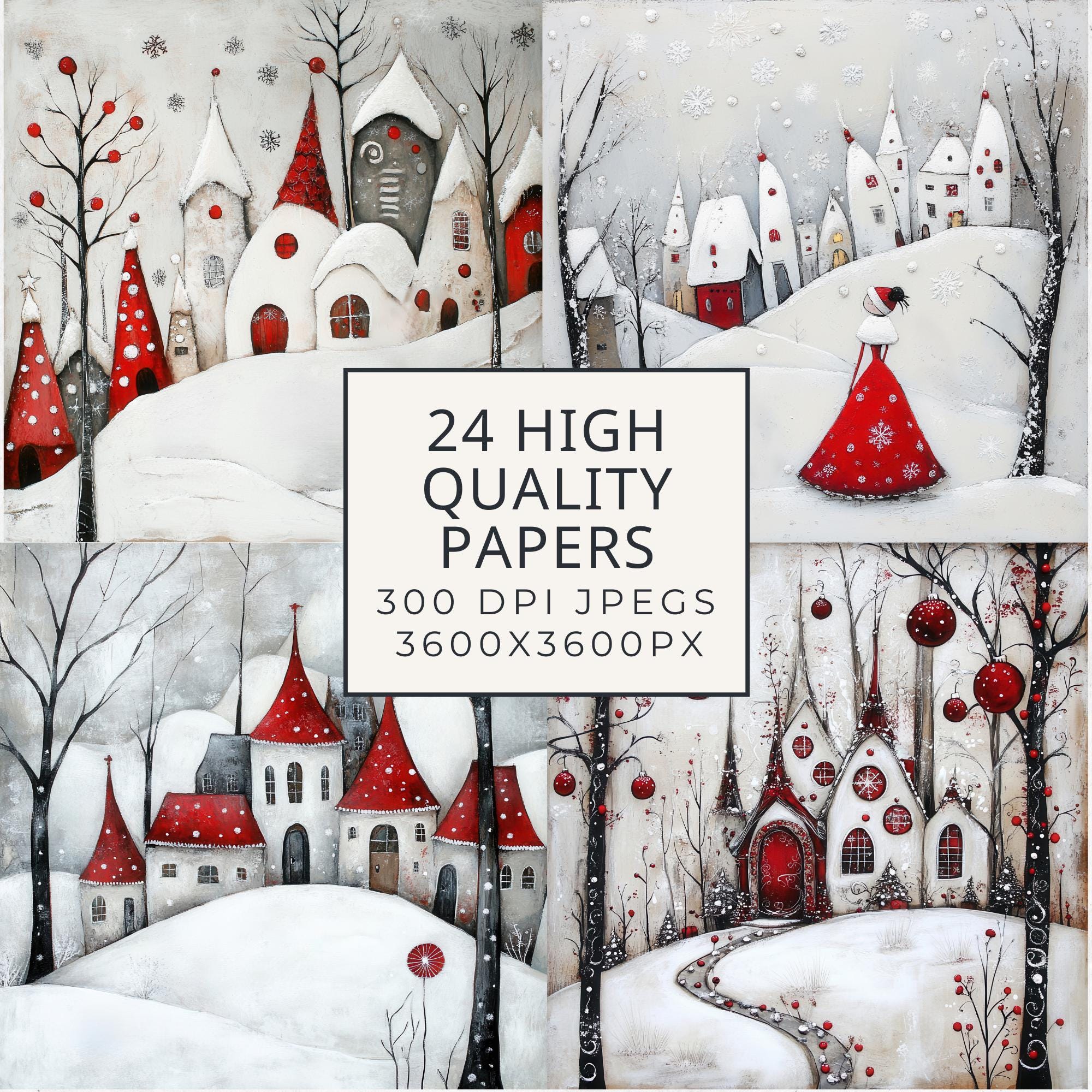 Whimsical Christmas Digital Paper: Watercolor Clipart Backgrounds ...