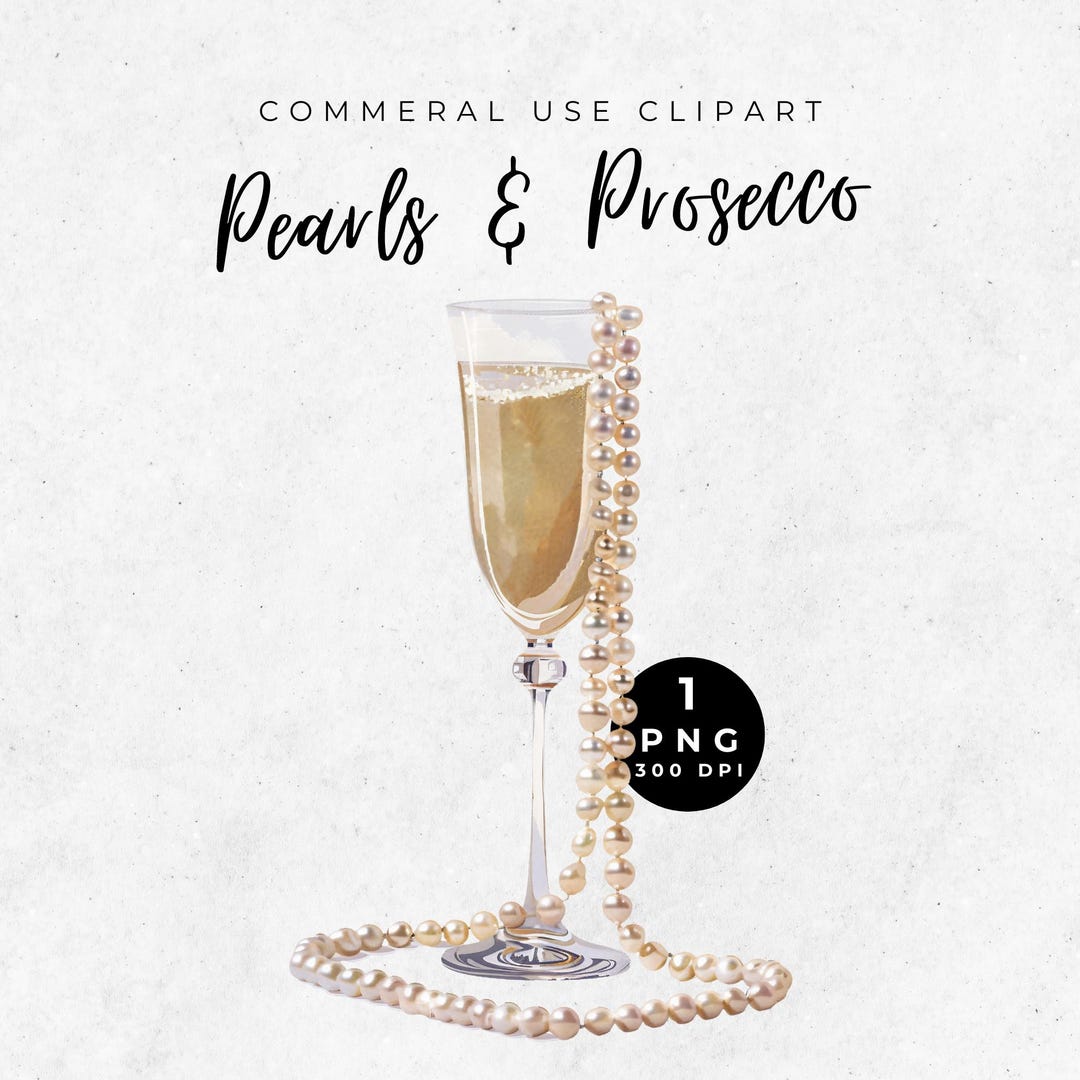 Bridal Shower Pearls and Prosecco Party Clipart, Commercial Use Png ...