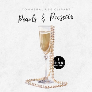 Pearls and Prosecco Clipart: Bridal Shower PNG (commercial Use) - Etsy