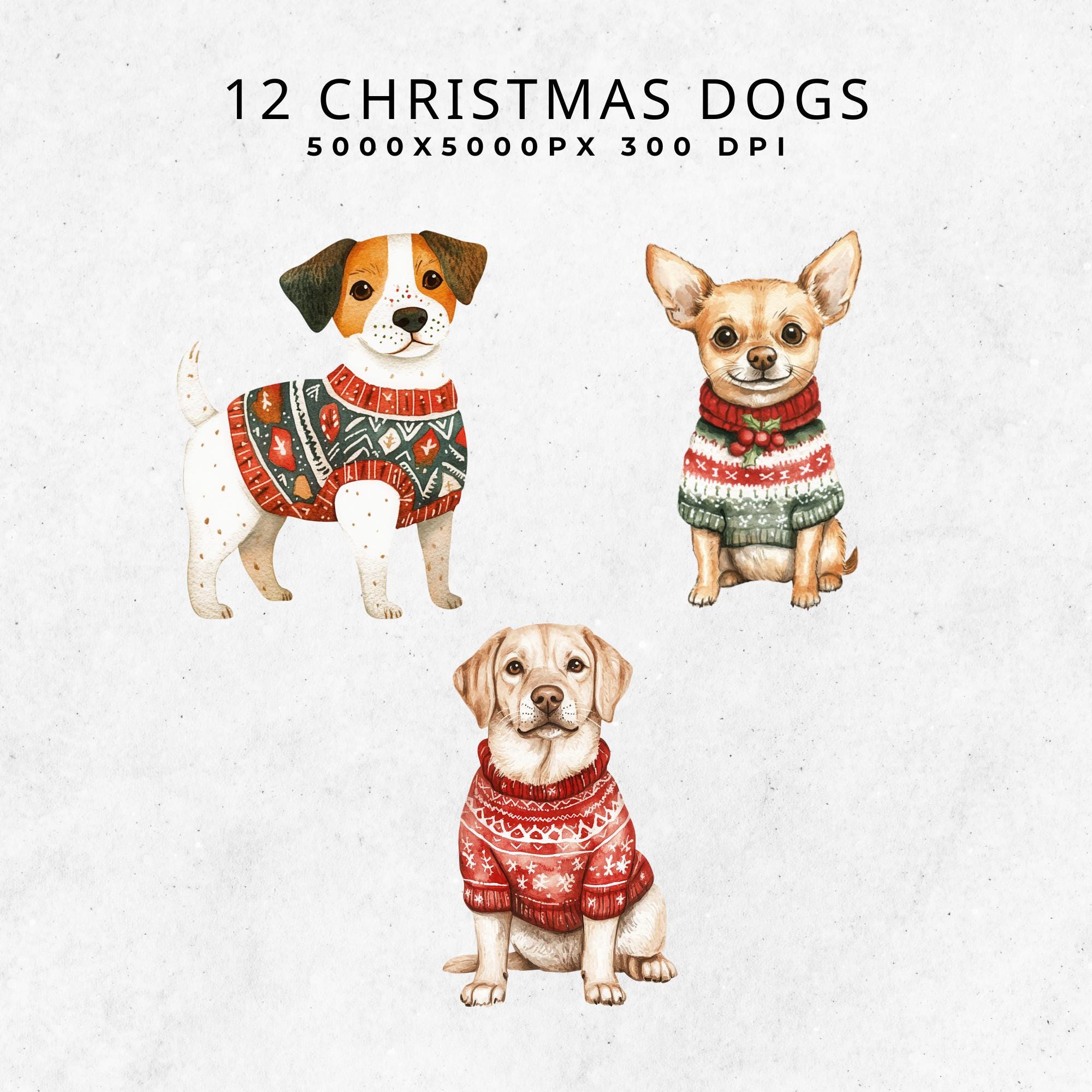 Watercolor Christmas Dogs Clipart: Festive Puppies Bundle (digital ...