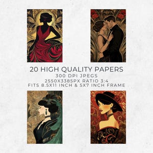 Art Deco Digital Paper, Printable Backgrounds for Scrapbooking, Elegant ...