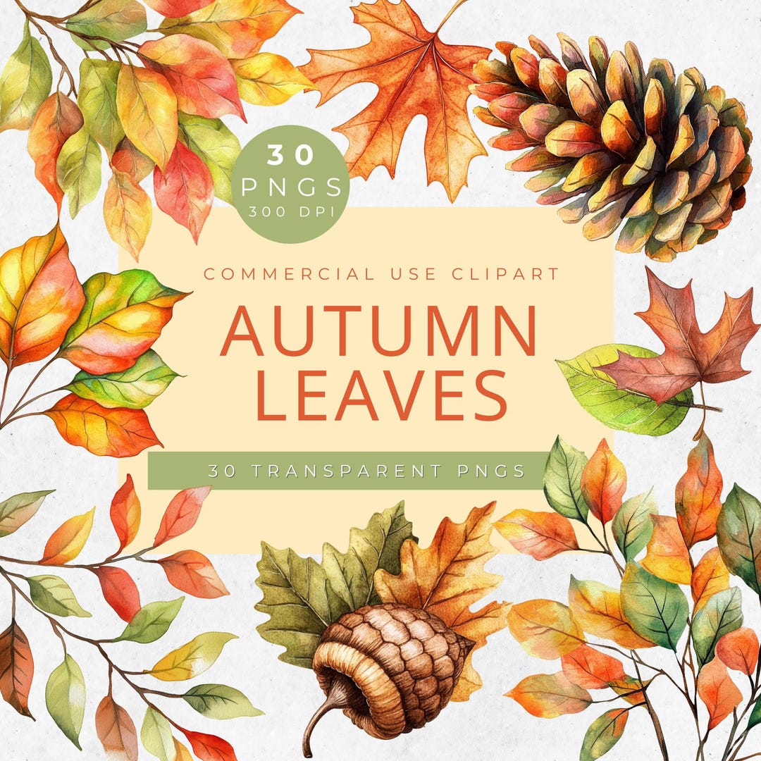 Autumn Leaves and Foliage Clipart Bundle, Autumn Leaves Bouquet ...