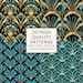 Teal & Gold Art Deco Seamless Patterns: Digital Paper Pack (digital ...
