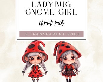Ladybug Gnome Clipart Bundle, Gnome Clipart, Spring Gnome PNG, Spring ...