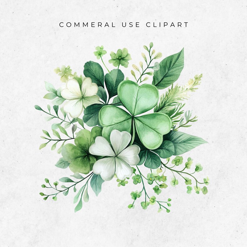 St Patricks Day PNG, Lucky Shamrock, Watercolor 4 Leaf Clover ...