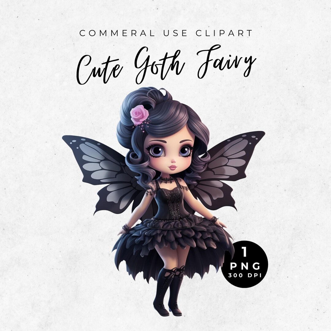 Cute Goth Fairy Clipart, Cute Goth Girl Clipart, Goth Fairy Art Phone ...