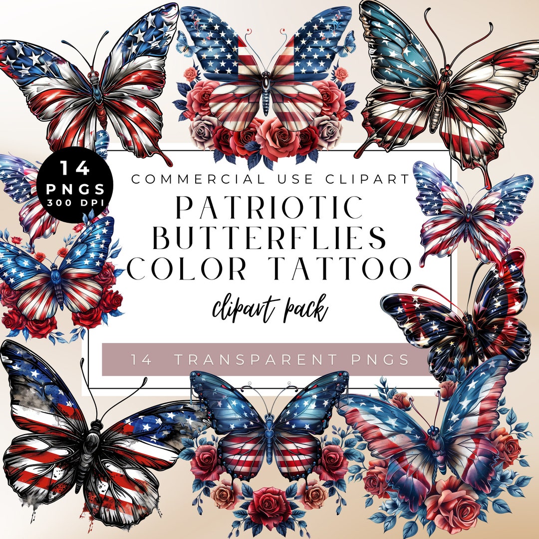Patriotic Butterfly PNG, 4th July Patriotic Butterflies Garden ...