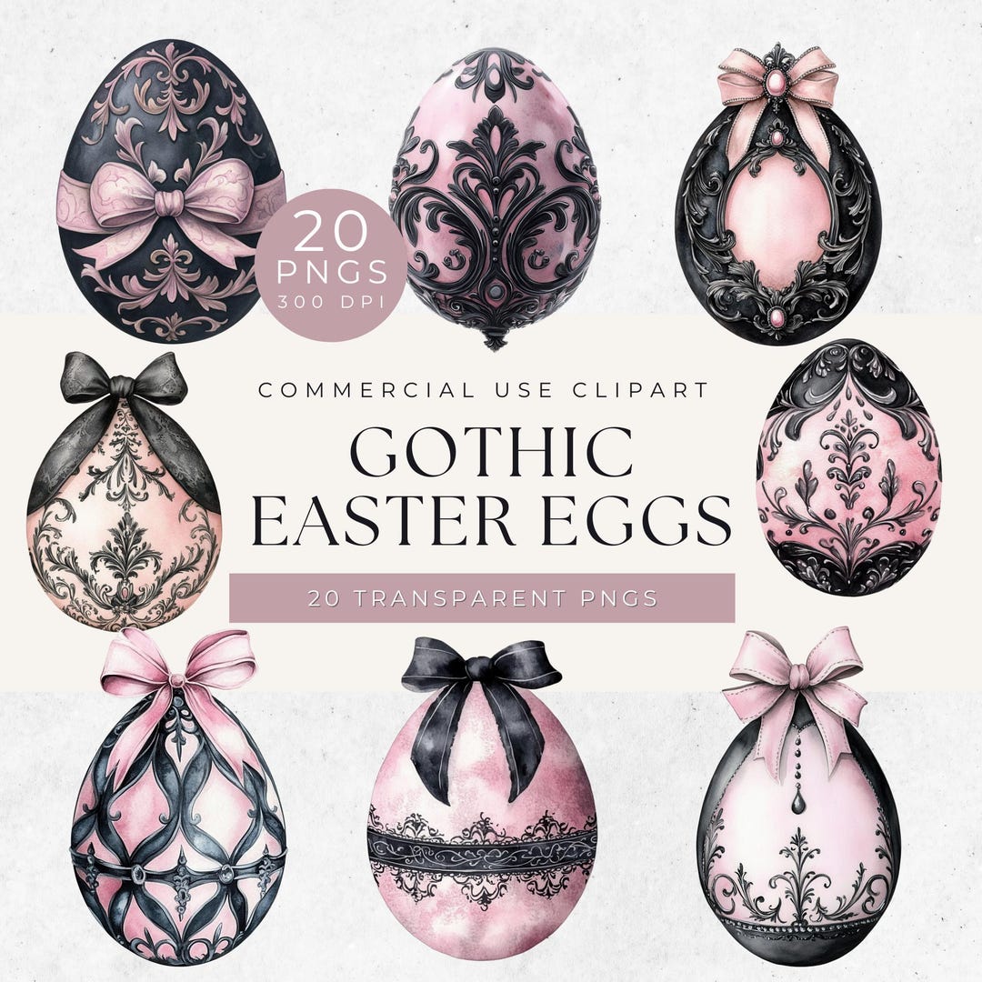 Gothic Easter Eggs Clipart: Dark Fantasy Ornaments (digital Download ...