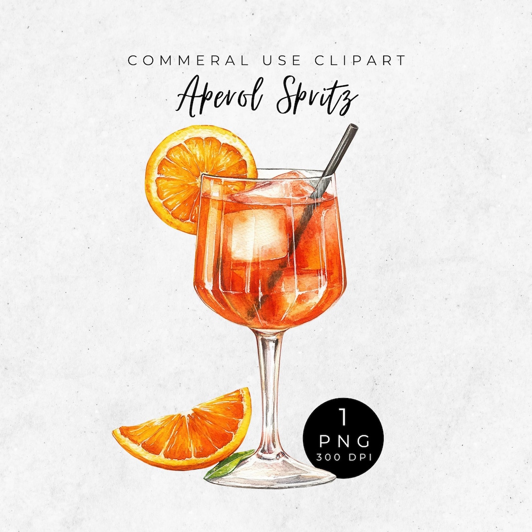 Aperol Spritz PNG, Aperol Spritz Clipart, Wall Art, Watercolor Cocktail ...
