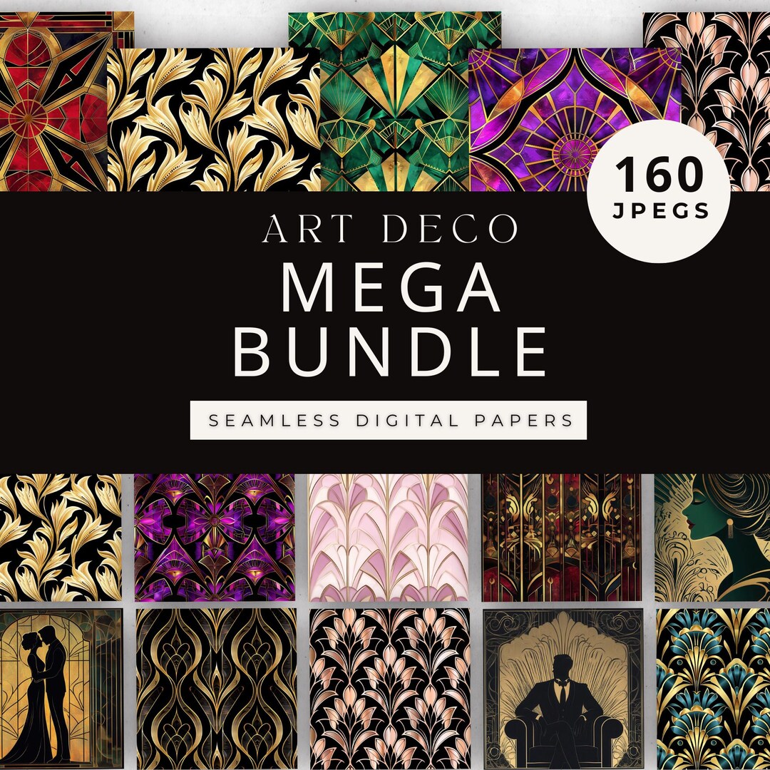 Art Deco Decorative Paper, Art Deco Digital Scrapbook Papers, Decoupage ...