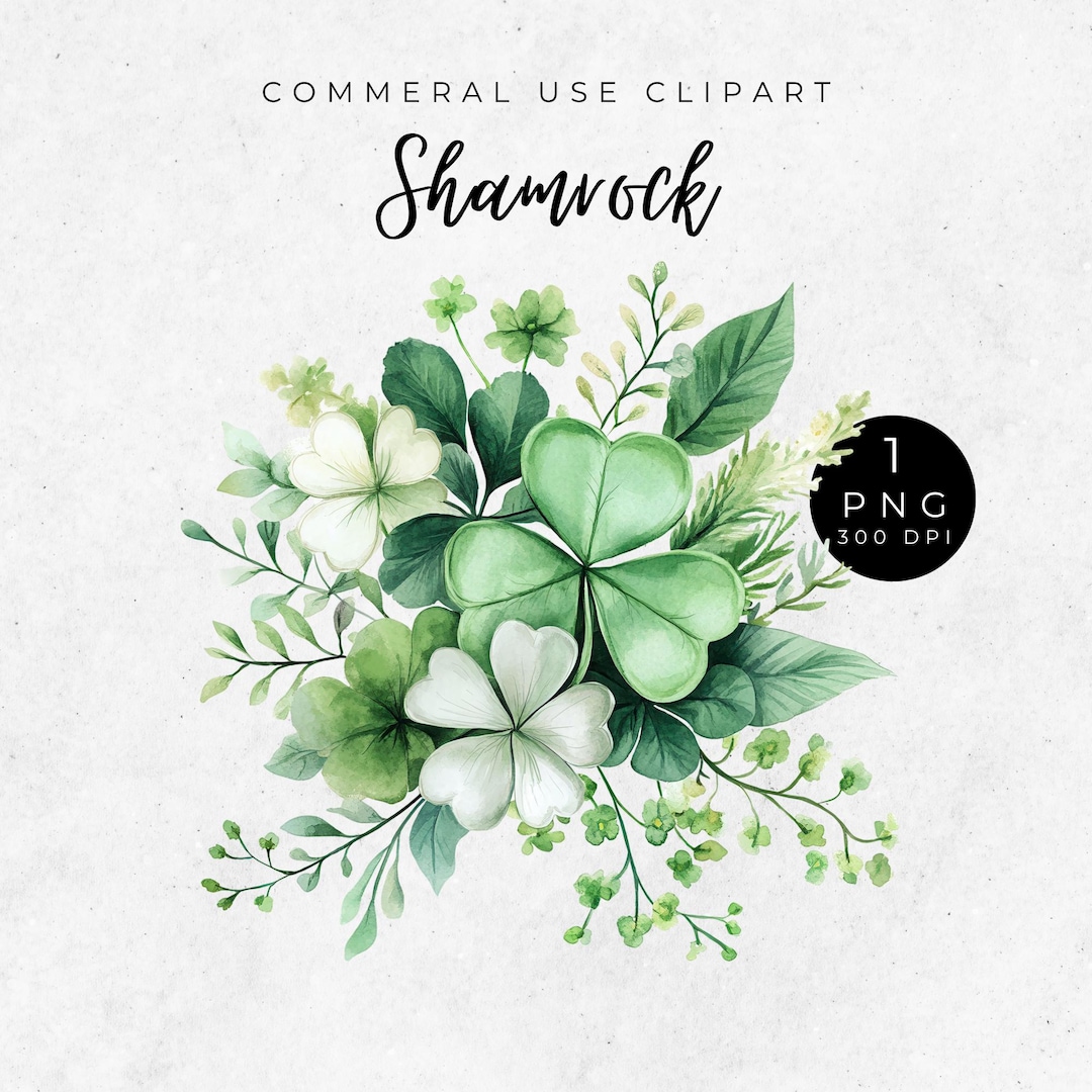 Watercolor Shamrock Clipart: St Patricks Day PNG (digital Download) - Etsy