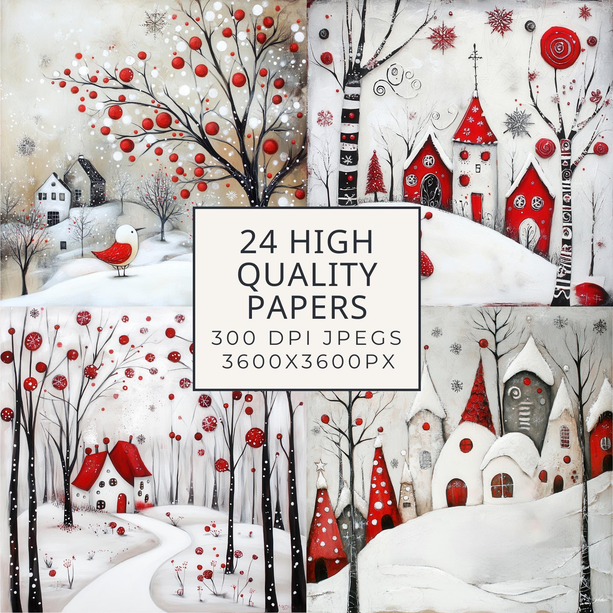 Whimsical Christmas Digital Paper: Watercolor Clipart Backgrounds ...
