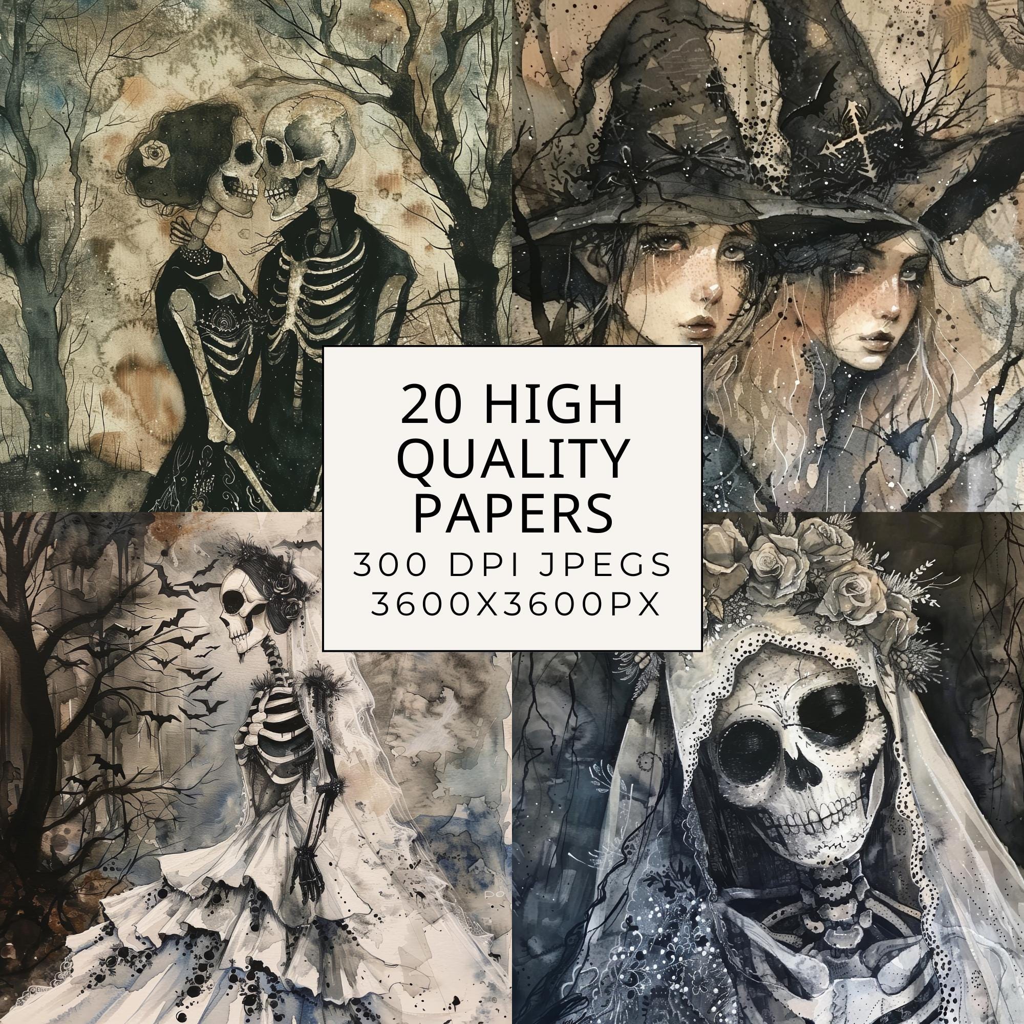 Creepy Halloween Watercolor Background, Creepy Halloween Digital Paper ...