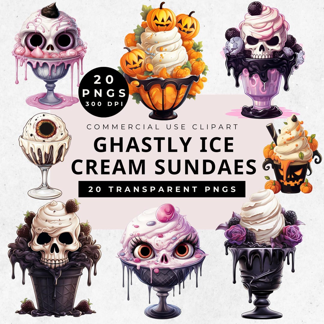Halloween Ice Cream Clipart, Ice Cream Clipart Pastel, Ice Cream Sundae ...