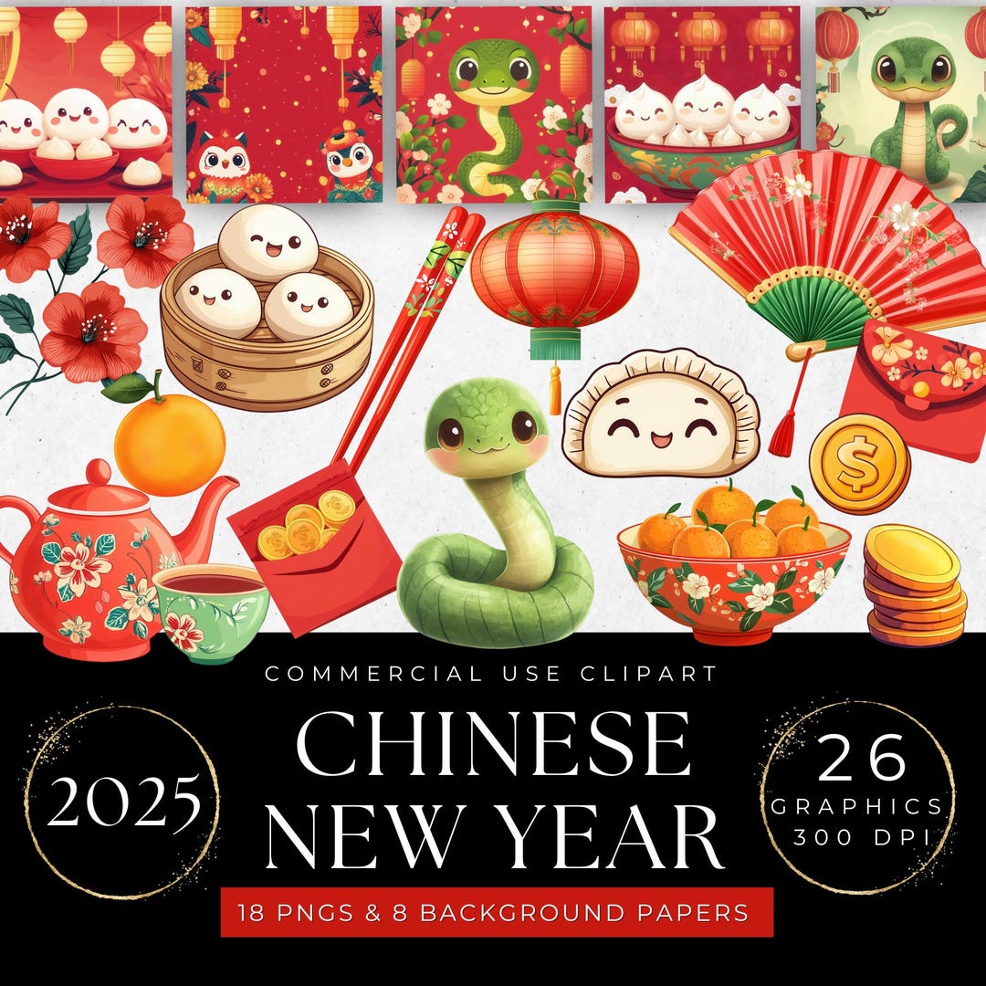 Chinese New Year 2025 Clipart, Chinese New Year Snake Clipart, Year of ...