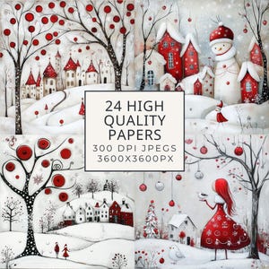 Whimsical Christmas Digital Paper: Watercolor Clipart Backgrounds ...
