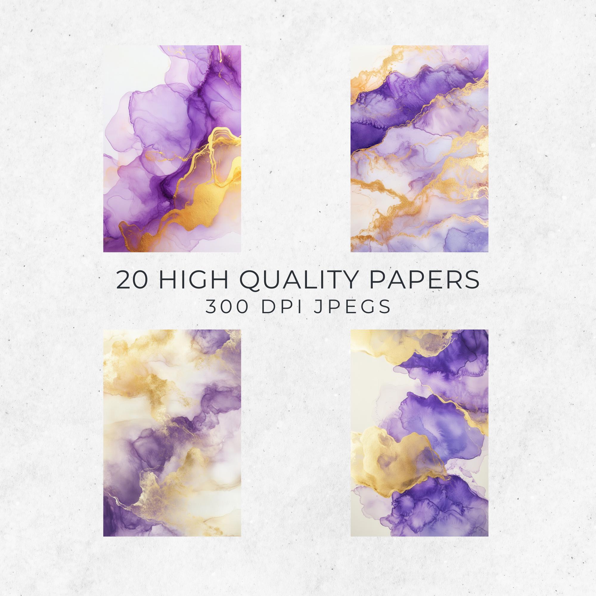 Gold & Purple Watercolor Texture Backgrounds: Scrapbooking Paper ...
