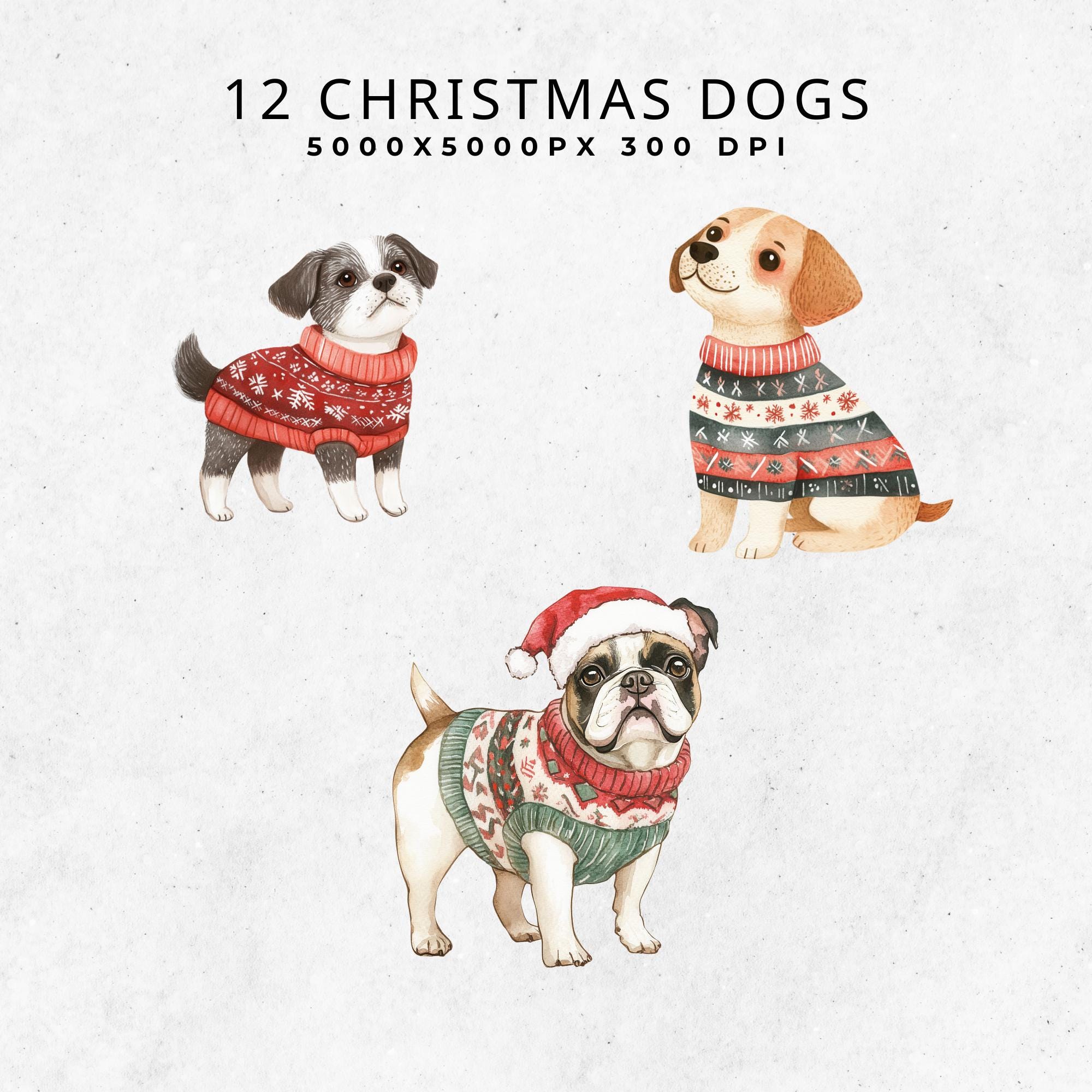 Watercolor Christmas Dogs Clipart: Festive Puppies Bundle (digital ...