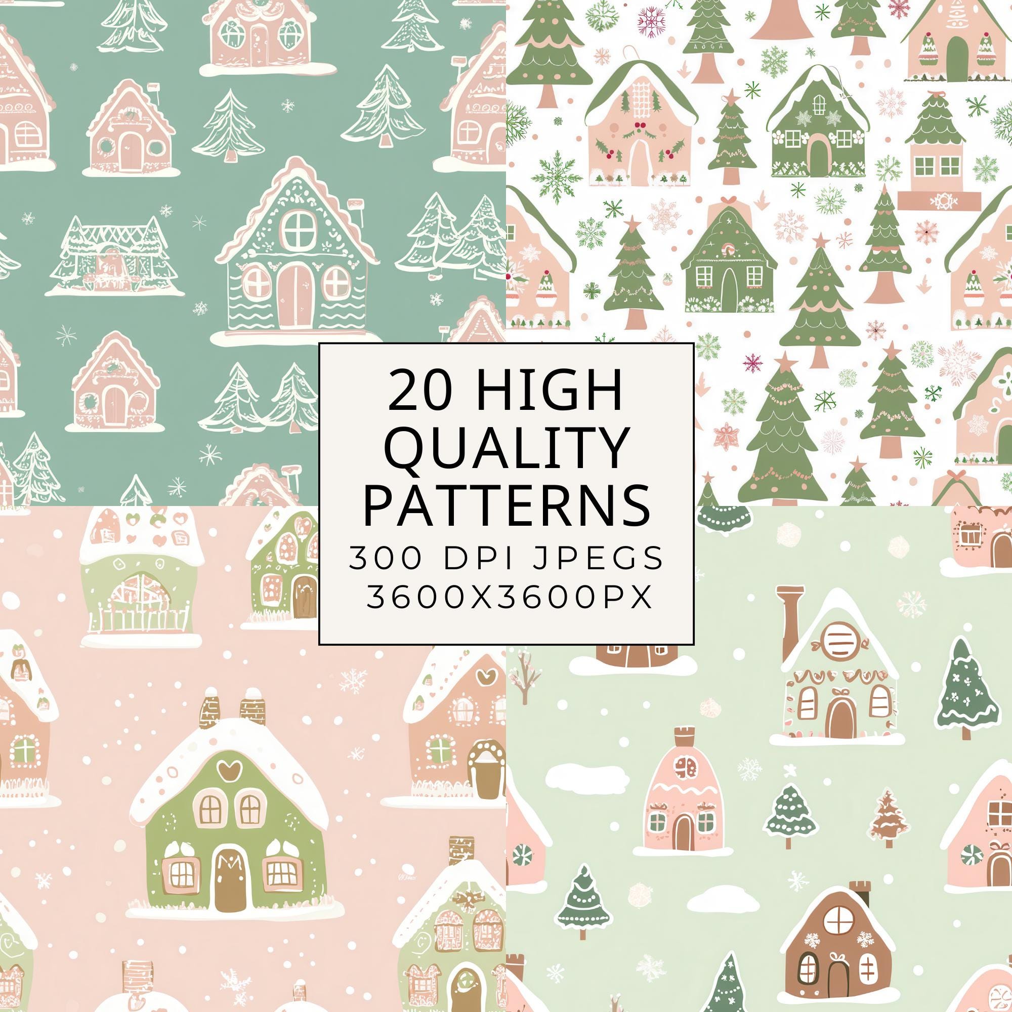 Gingerbread Houses Seamless Digital Paper, Christmas Digital Papers ...