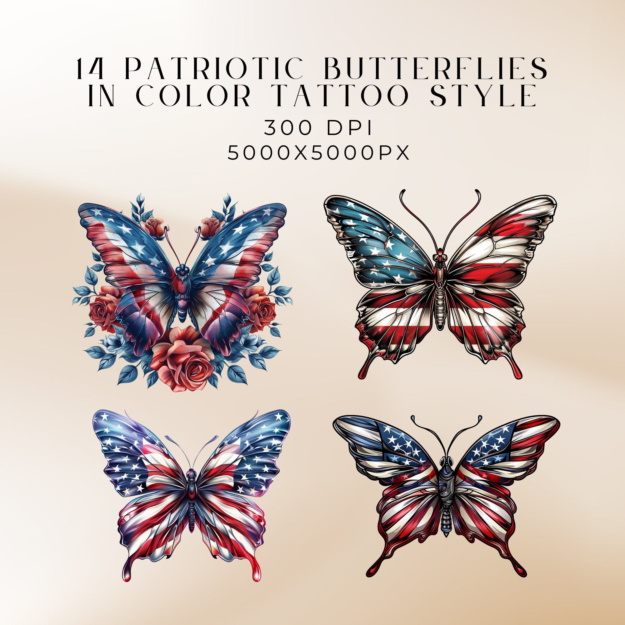 Patriotic Butterfly PNG, 4th July Patriotic Butterflies Garden ...