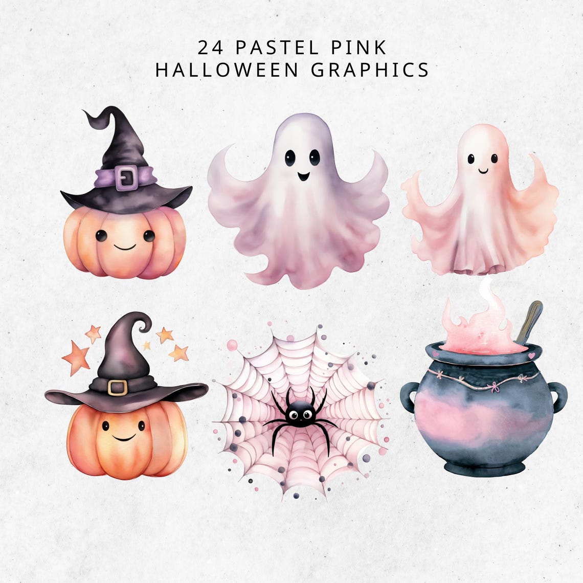 Pastel Pink Halloween Clipart, Pink Halloween Ghost Clipart, Pink ...
