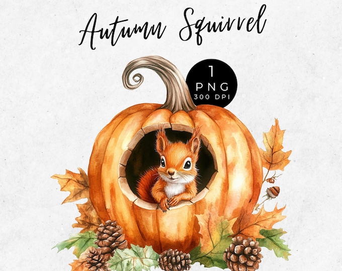 Autumn Squirrel Acrobat Clipart 10 High Res Watercolor Jpgs Cute Forest ...