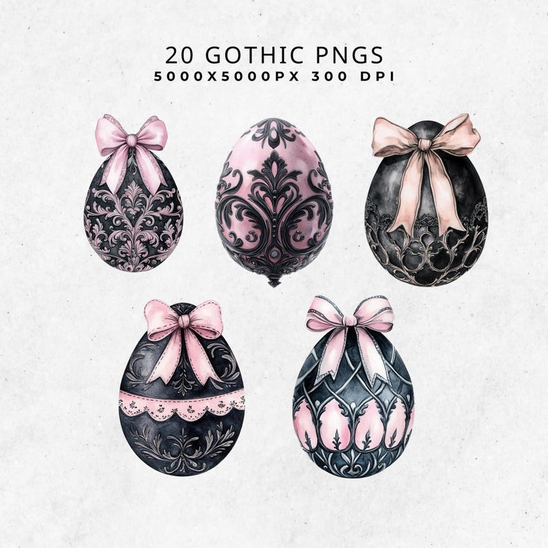 Gothic Easter Eggs Clipart: Dark Fantasy Ornaments (digital Download ...