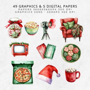 Christmas Movie Night Clipart: Cozy Pajama Art (digital Download) - Etsy