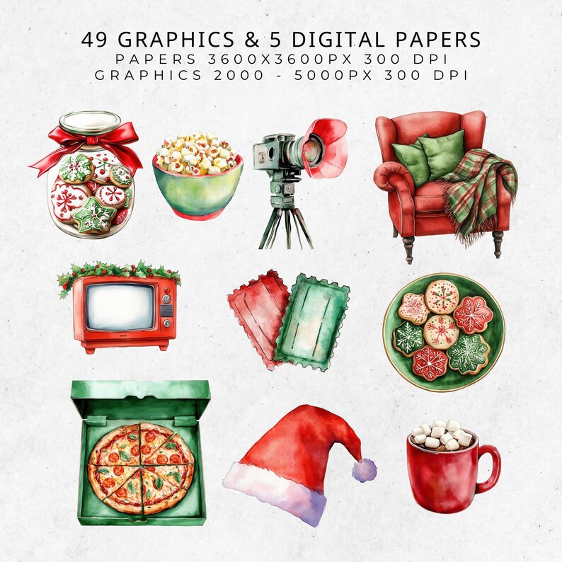 Christmas Movie Night Clipart: Cozy Pajama Art (digital Download) - Etsy