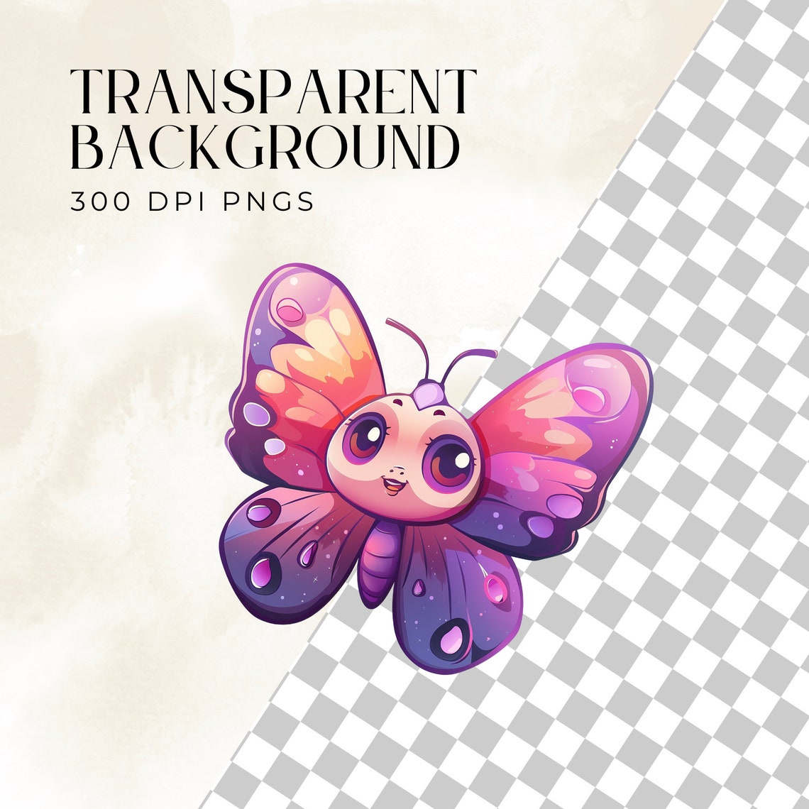 Cute Pink & Purple Butterfly Clipart, Butterfly PNG, Spring Clipart ...