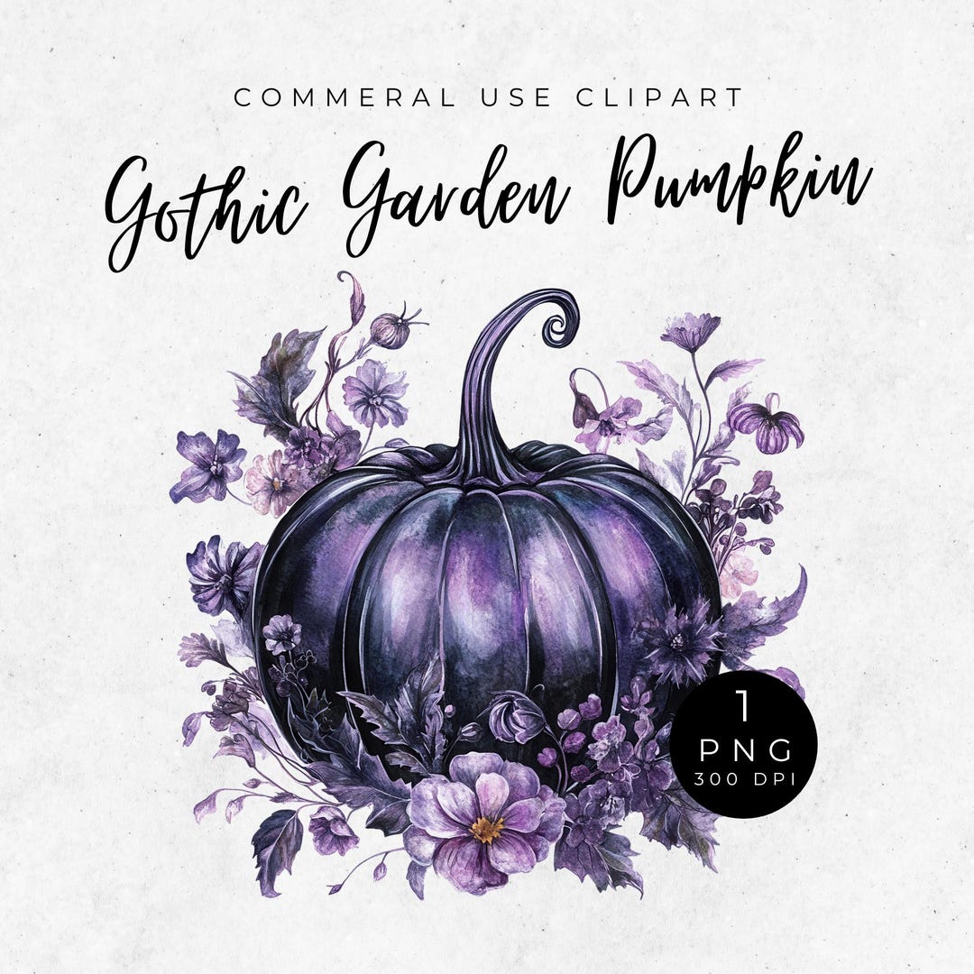 Gothic Floral Pumpkin PNG: Halloween Clipart (digital Download) - Etsy