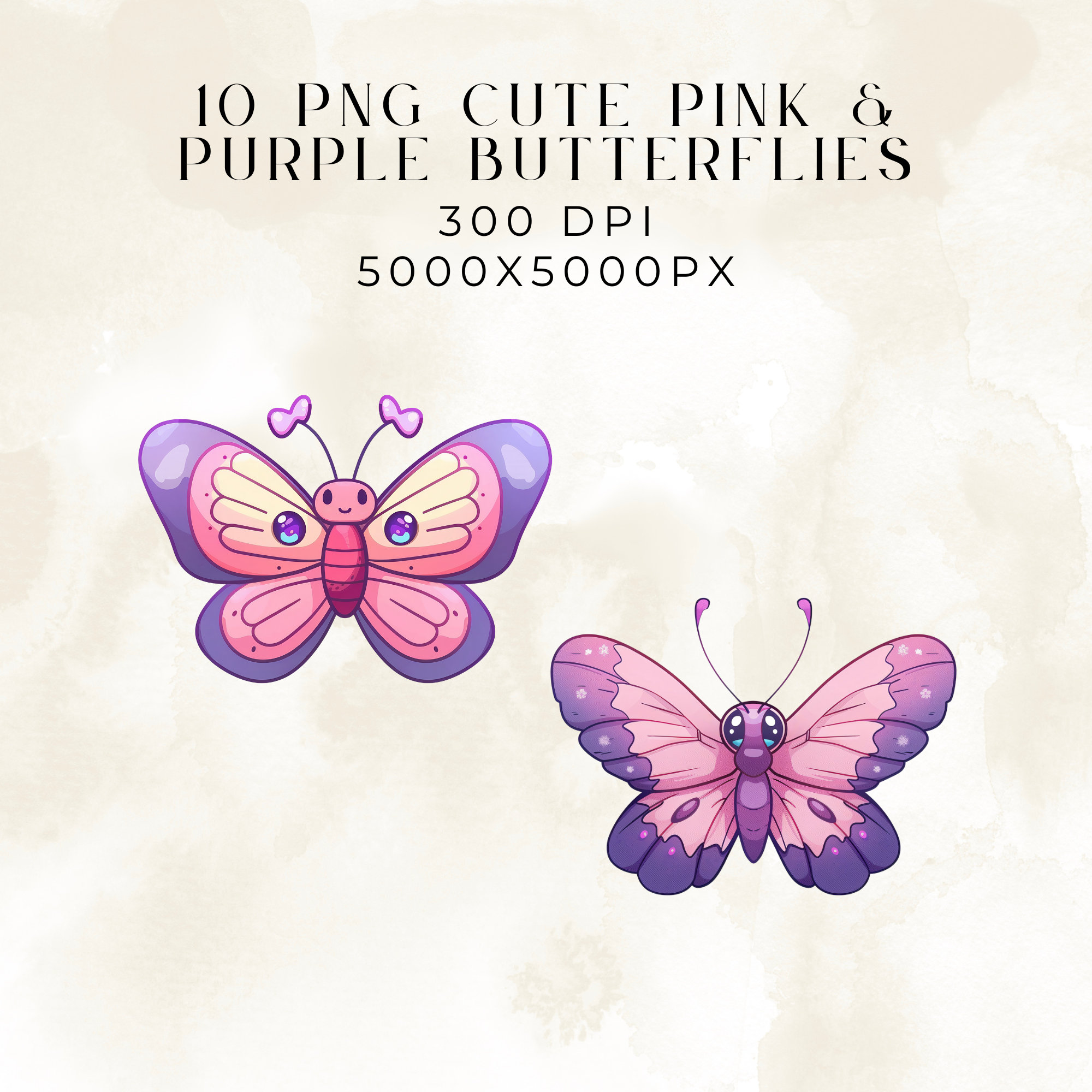 Cute Pink & Purple Butterfly Clipart, Butterfly PNG, Spring Clipart ...