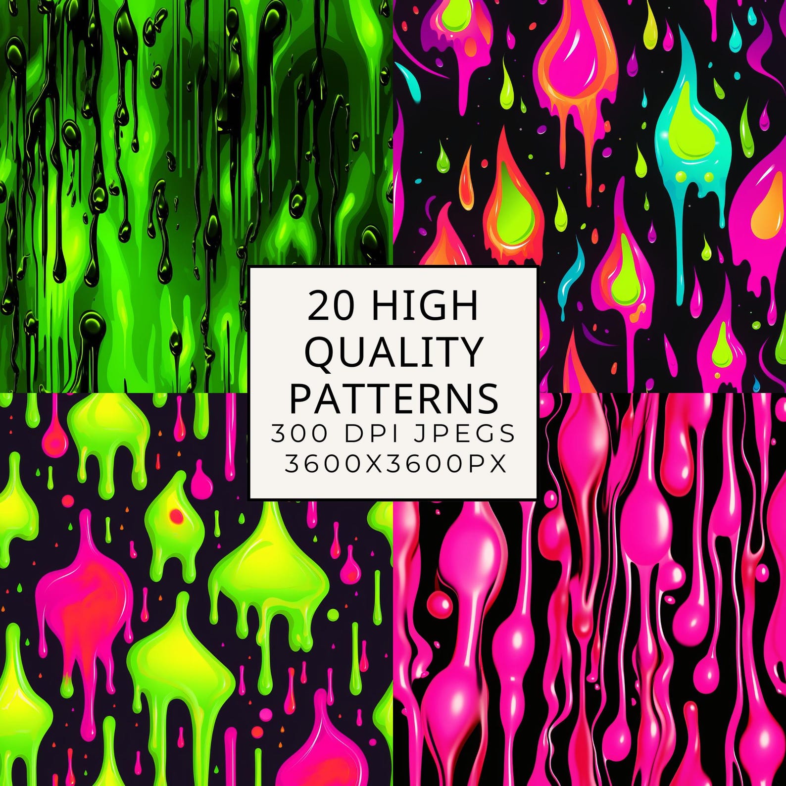 Slime Clipart, Slime Digital Seamless Papers, Slime Birthday Party ...